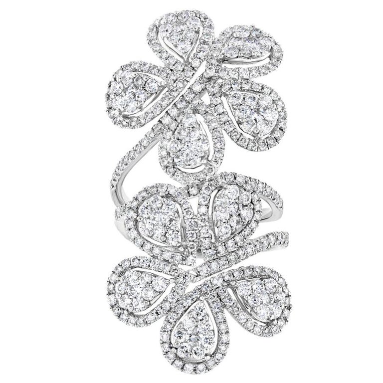 Diamond Double Flower Ring at 1stDibs