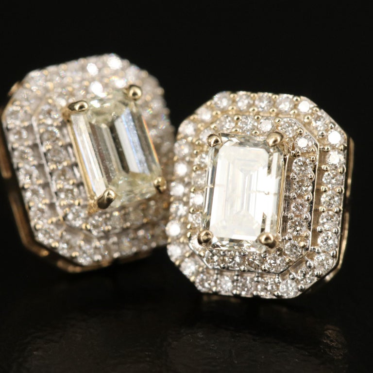 Art Deco Diamond Double Halo Earrings, Cute Stud earrings for her For ...