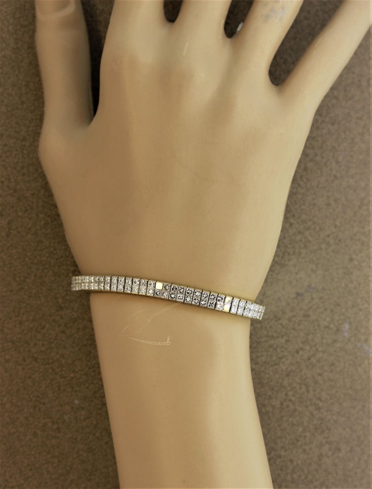 Diamond Double Row Gold Tennis Bracelet For Sale at 1stDibs | white ...