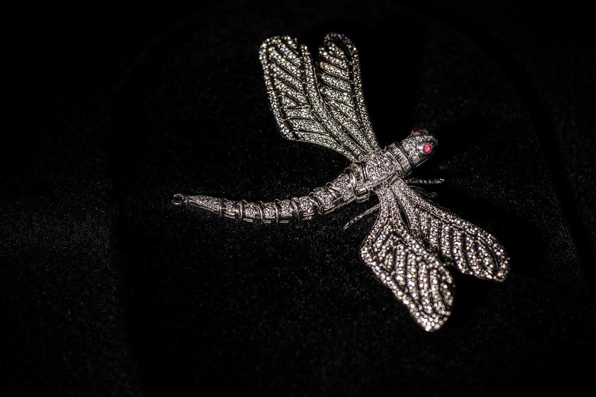 Diamond Dragonfly En Tremblant Brooch at 1stDibs