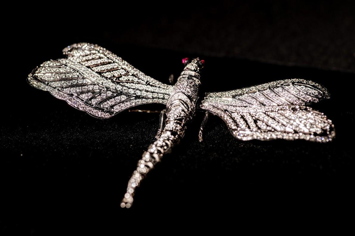 Diamond Dragonfly En Tremblant Brooch at 1stDibs