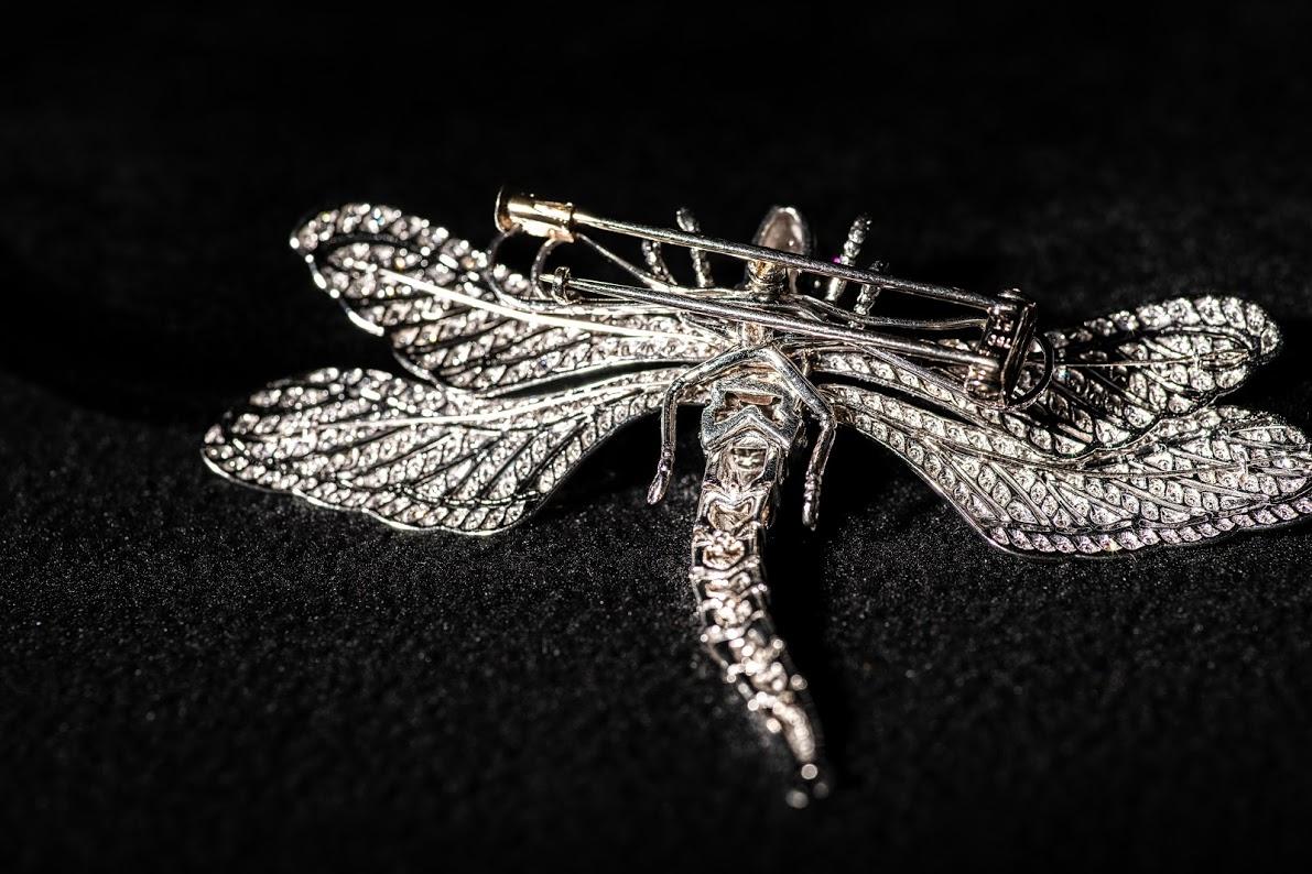 Diamond Dragonfly En Tremblant Brooch at 1stDibs