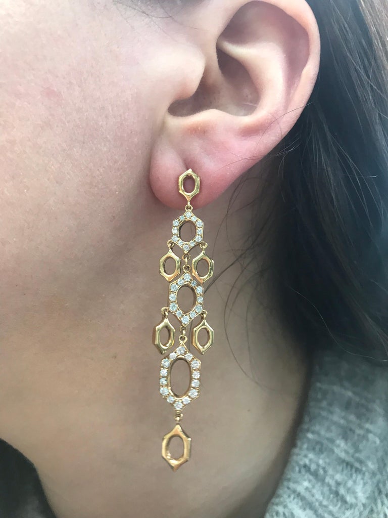 Diamond Drop Link Earrings 1.25 Carat 18 Karat Yellow Gold For Sale at ...