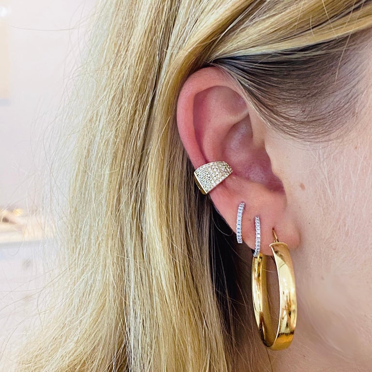 Diamond Ear Cuff Set 14K Yellow Gold Diamond Earring Cuffs 1/2 Carat 0. ...