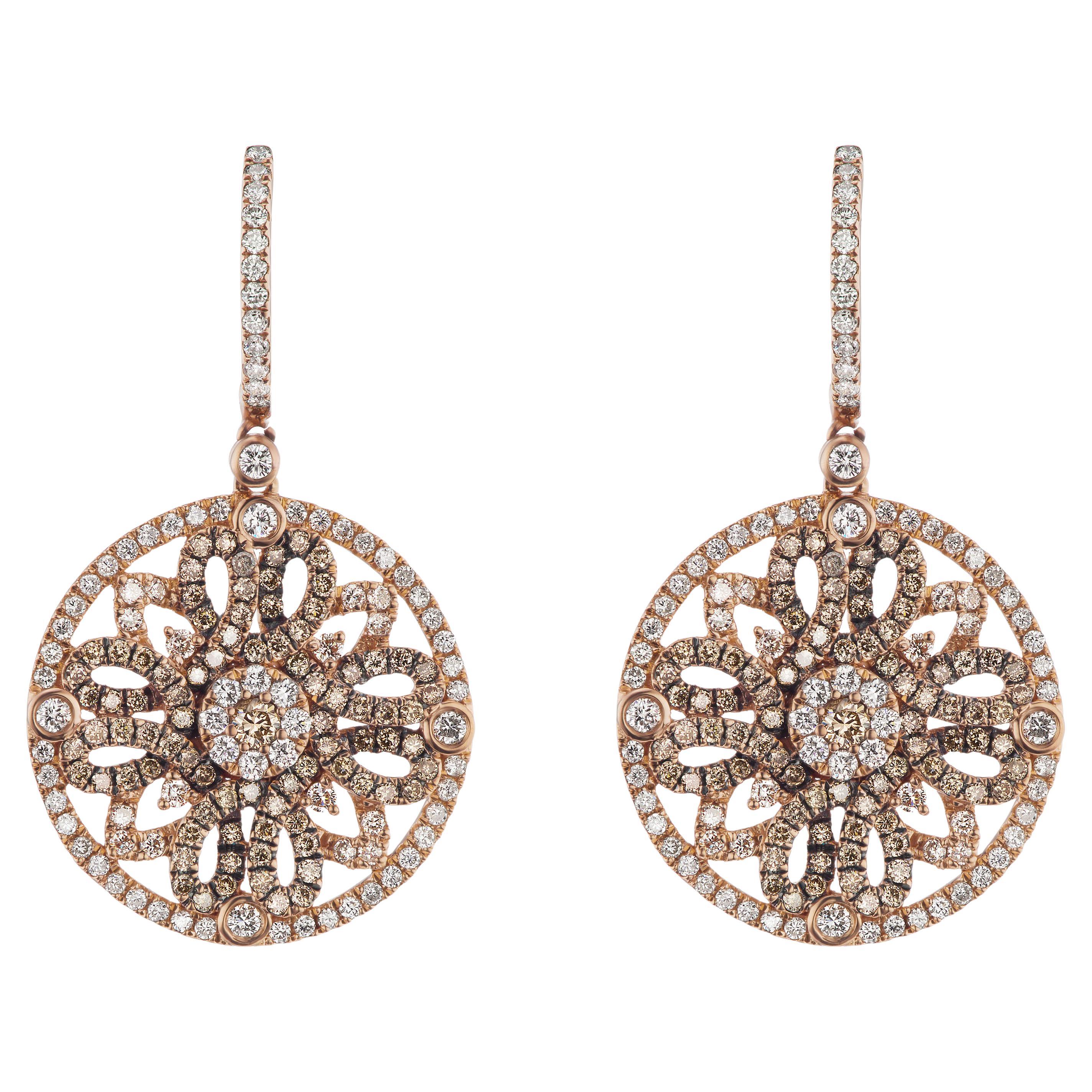 Ruby Briolette Drops, Keshi Pearls, Diamond Earrings in 18 Karat Rose ...