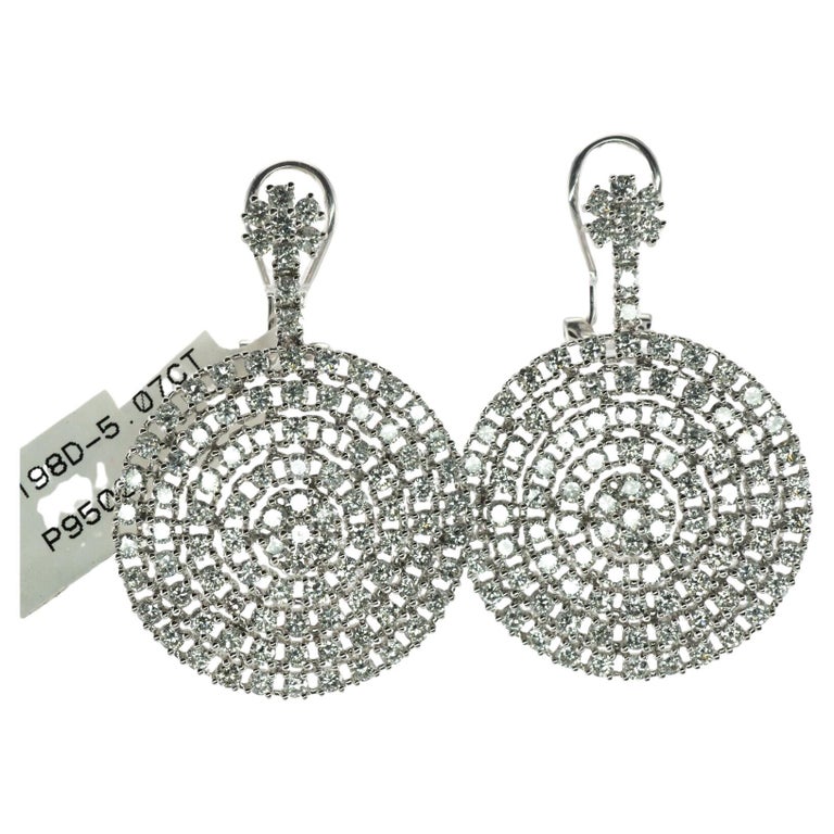 Diamond Earrings 14K White Gold Dangle Drop Geometric Round 5.07 TDW ...
