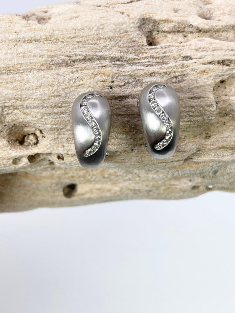 Diamond Earrings Matte Finish Diamond Earrings Omega Earrings Snake ...