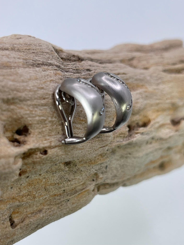 Diamond Earrings Matte Finish Diamond Earrings Omega Earrings Snake ...