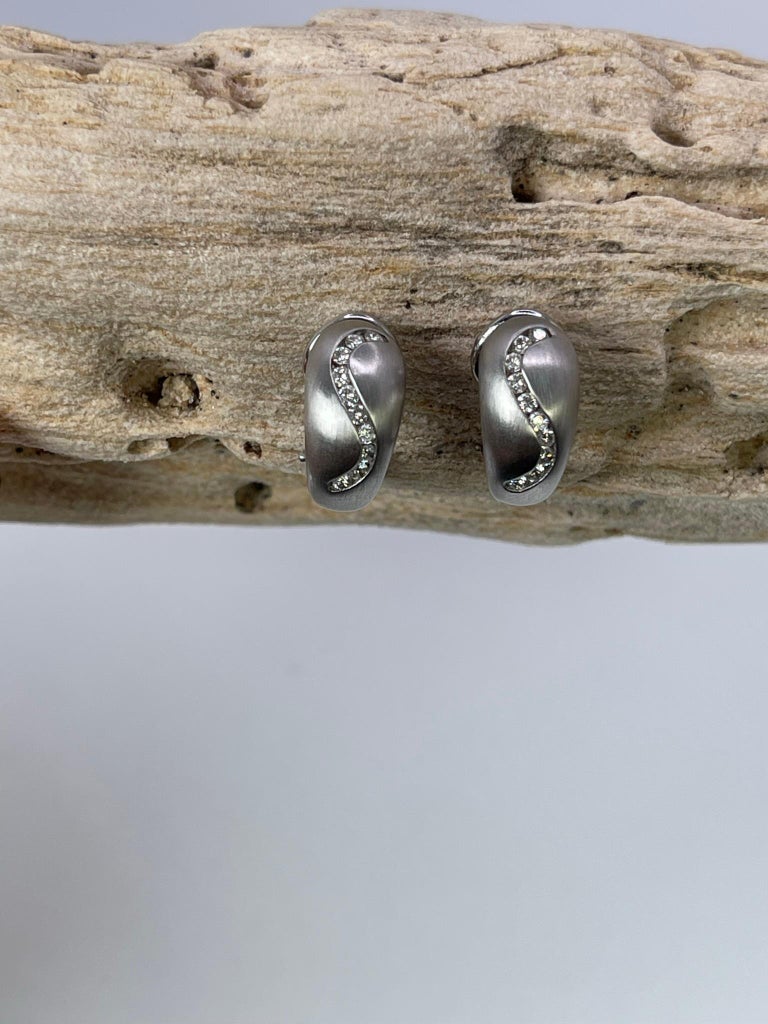 Diamond Earrings Matte Finish Diamond Earrings Omega Earrings Snake ...