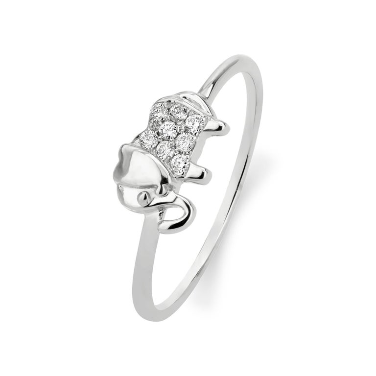 Luxle Diamond Elephant Ring in 18k White Gold For Sale at 1stDibs