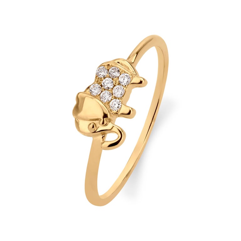Luxle Diamond Elephant Ring in 18k Yellow Gold For Sale at 1stDibs