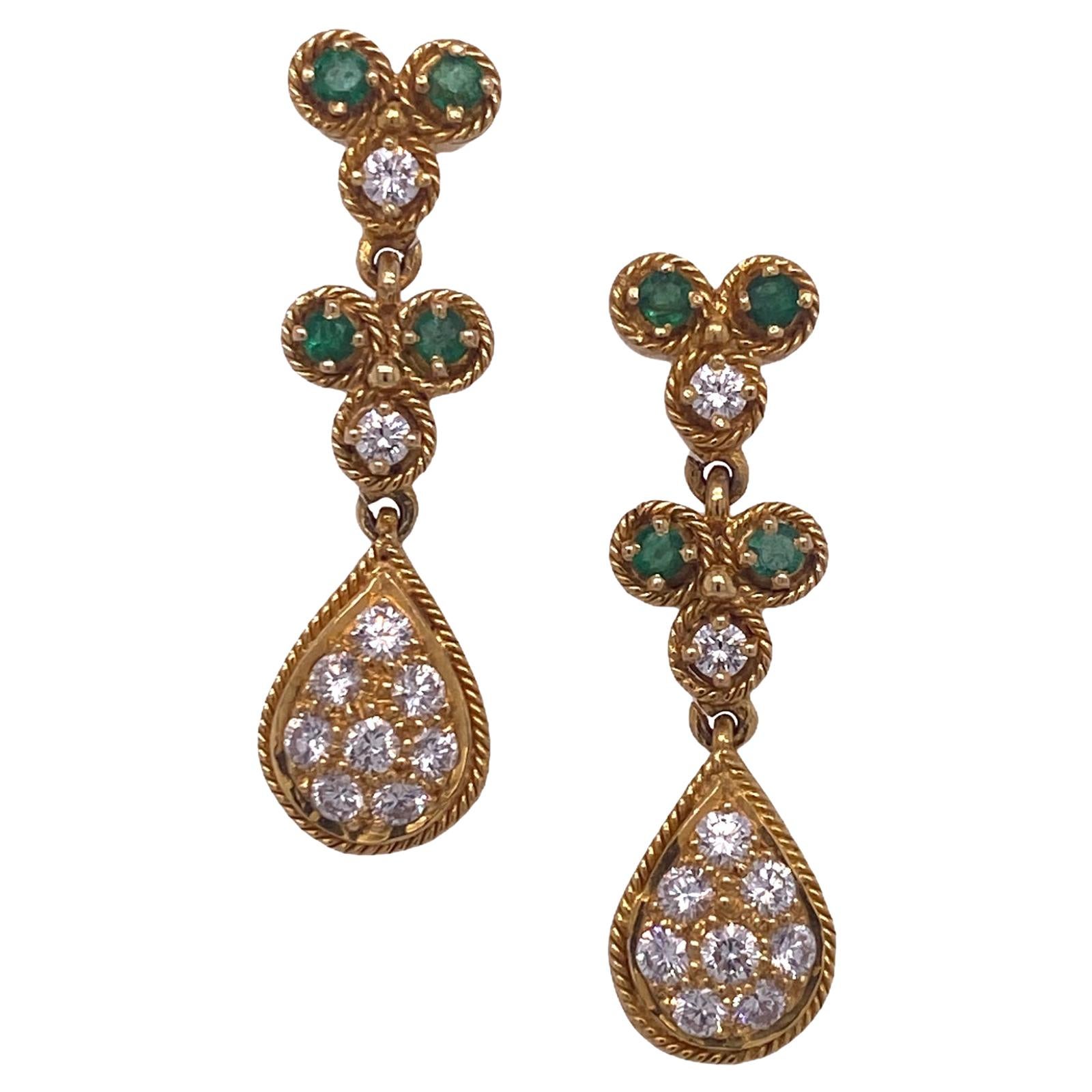 18th Century Spanish Emerald Gold Lazo Drop Earrings at 1stDibs