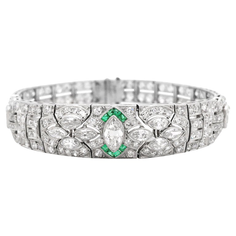 Diamond Emerald Bracelet For Sale at 1stDibs