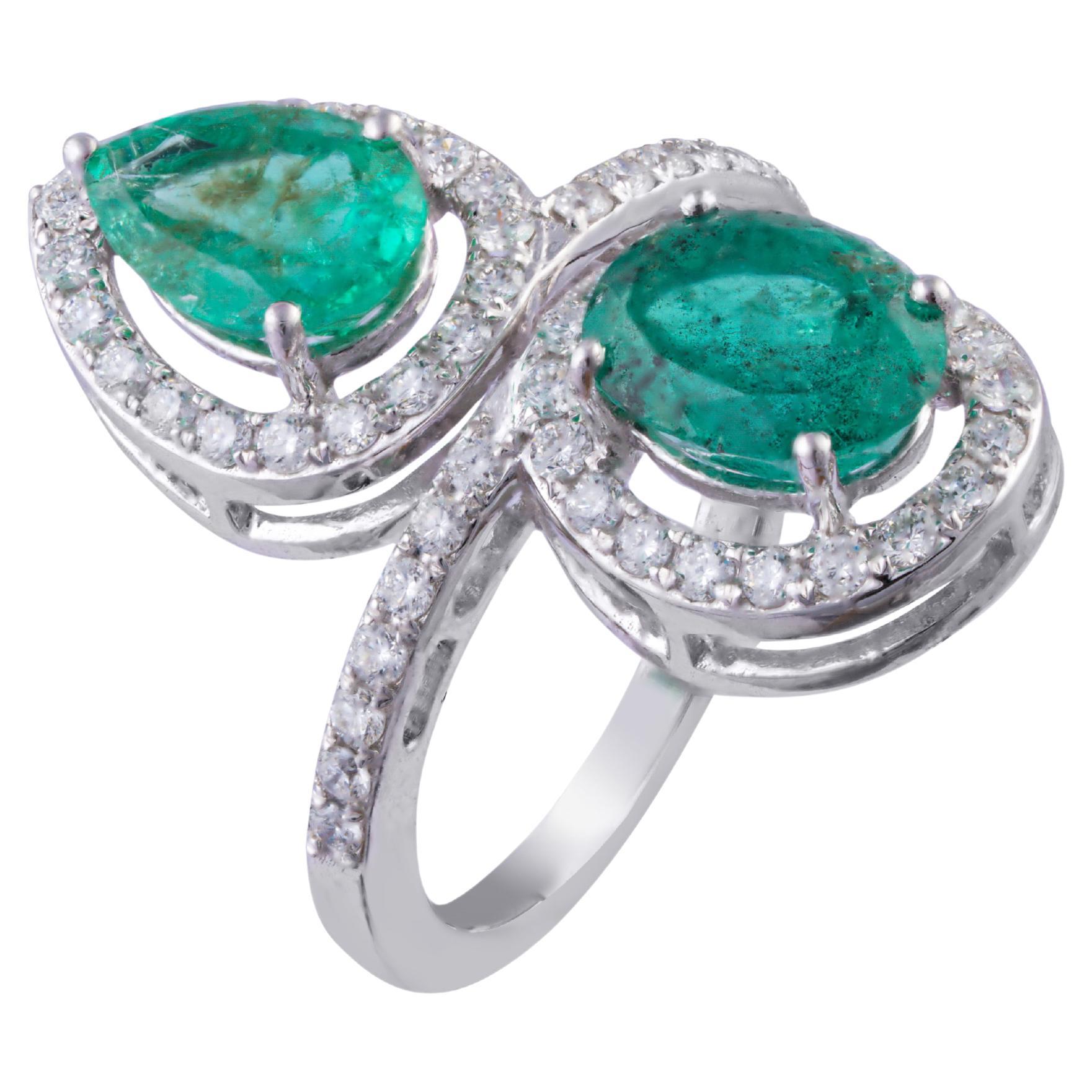 Estate Carved Watermelon Tourmaline, Carved Emerald and Diamond ...