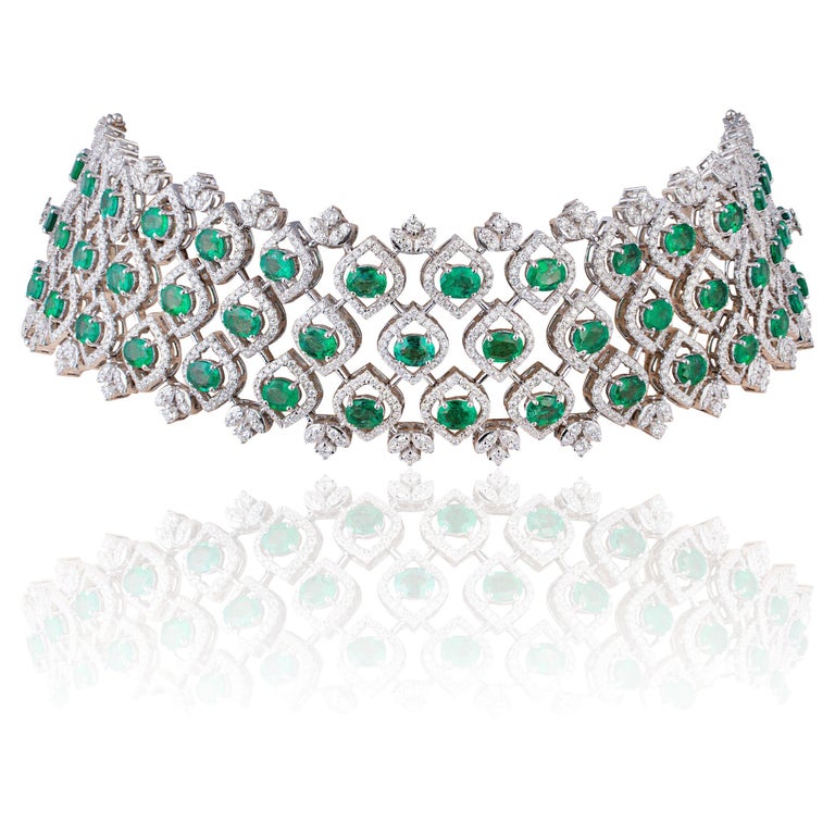 18k gold Diamond Emerald Set For Sale at 1stDibs