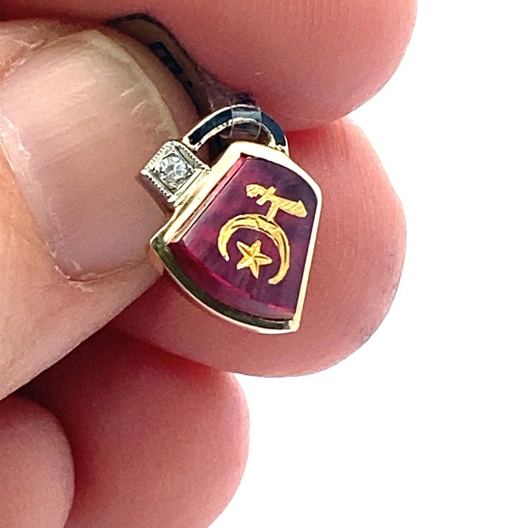 Diamond Enamel Shriner Hat Charm Lapel Pin For Sale at 1stDibs