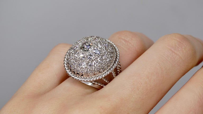 Diamond Encrusted Platinum Dome Ring at 1stDibs