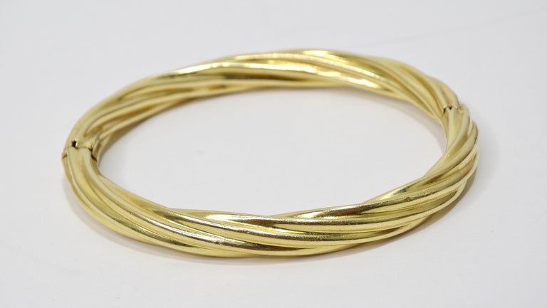 Diamond Encrusted Rope Textured Bangle For Sale at 1stDibs