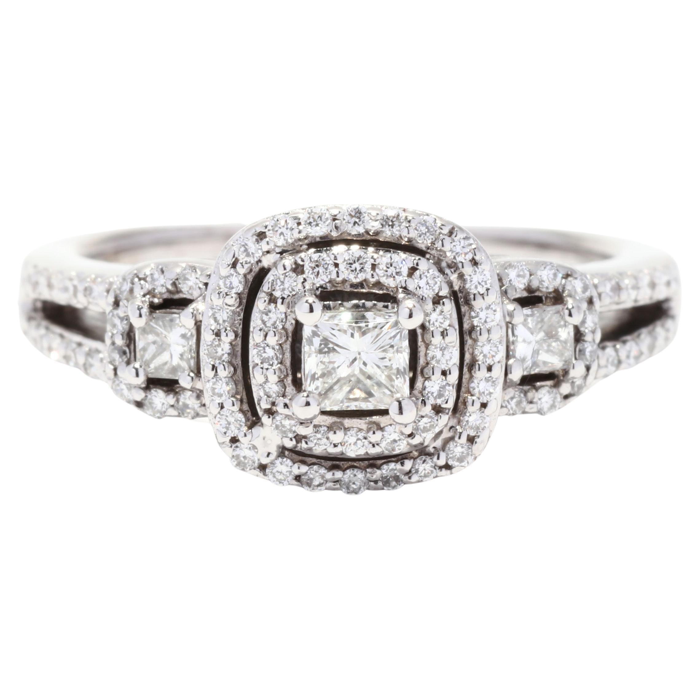 35 Karat Diamant-Ring mit drei Steinen, 14 Karat Gelbgold, Ring Größe 7 ...