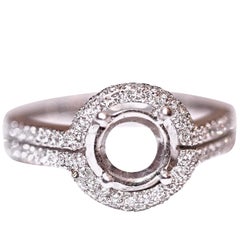 14K White Gold Ring Mounting with 3 Sides of Diamonds 1.35 Carat in ...