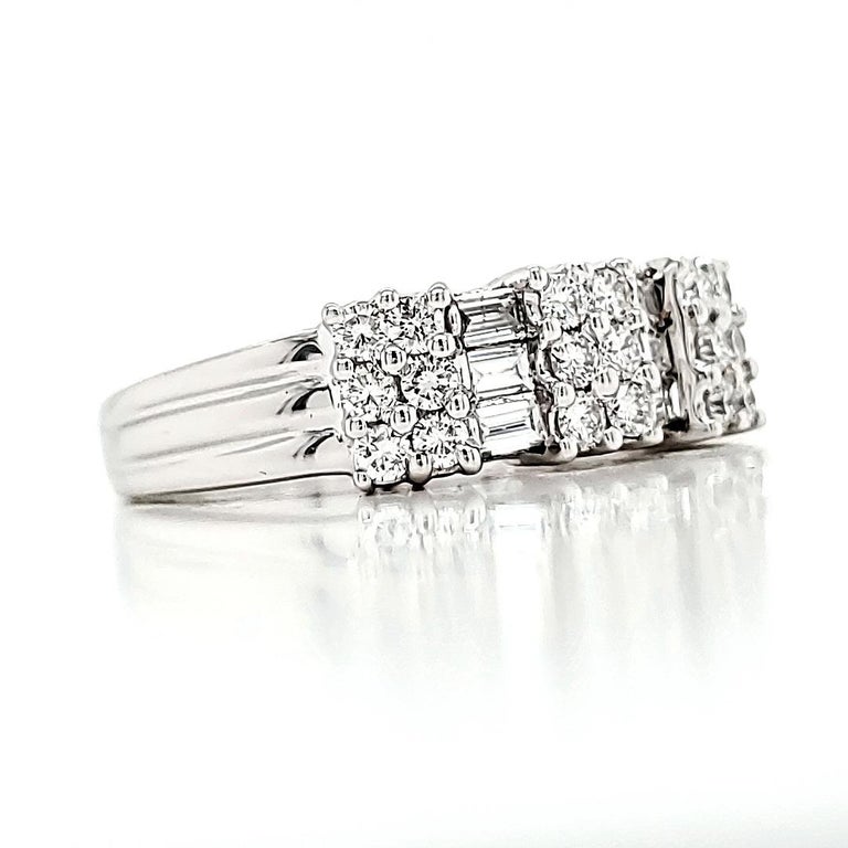 Diamond Engagement Ring of Baguette and Round Diamonds in 18k White ...