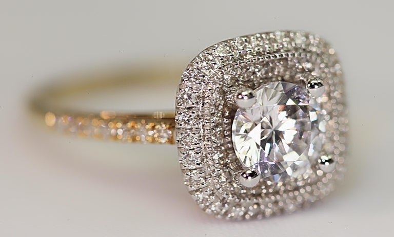 Diamond Engagement Ring or Right Hand Ring with Cubic Zirconia Center ...