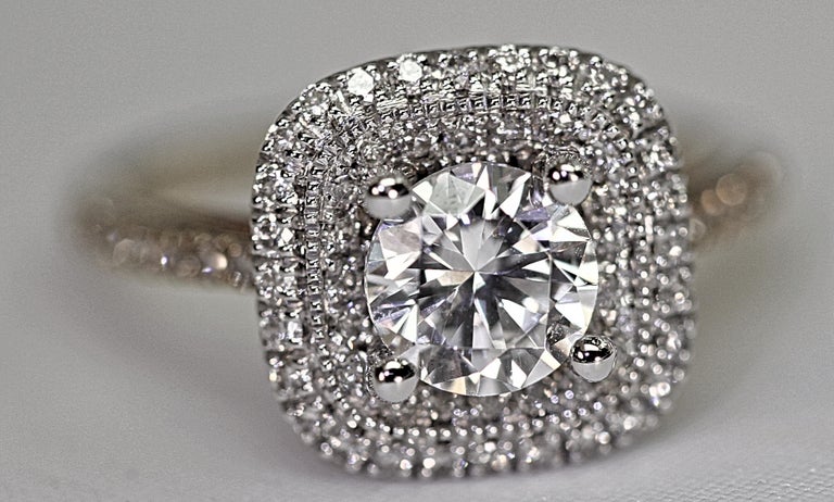 Diamond Engagement Ring or Right Hand Ring with Cubic Zirconia Center ...