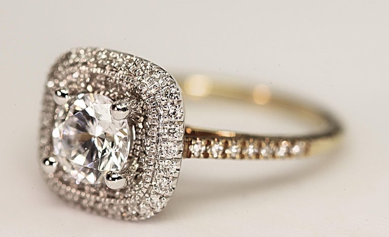 Diamond Engagement Ring or Right Hand Ring with Cubic Zirconia Center ...