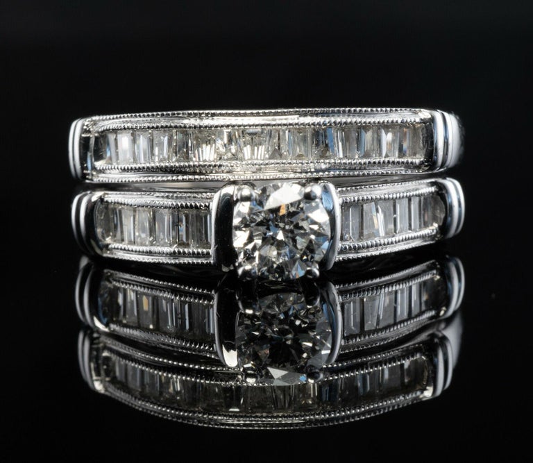 Diamond Engagement Ring Set 14K White Gold Bands by OTC For Sale at 1stDibs