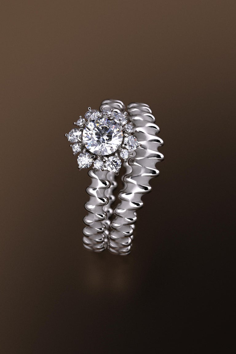 Customizable Diamond Engagement Ring Set, 18k Gold Engagement Ring and ...