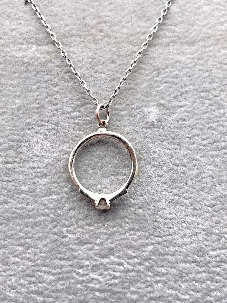Diamond Engagement Ring White Gold Charm For Sale at 1stDibs