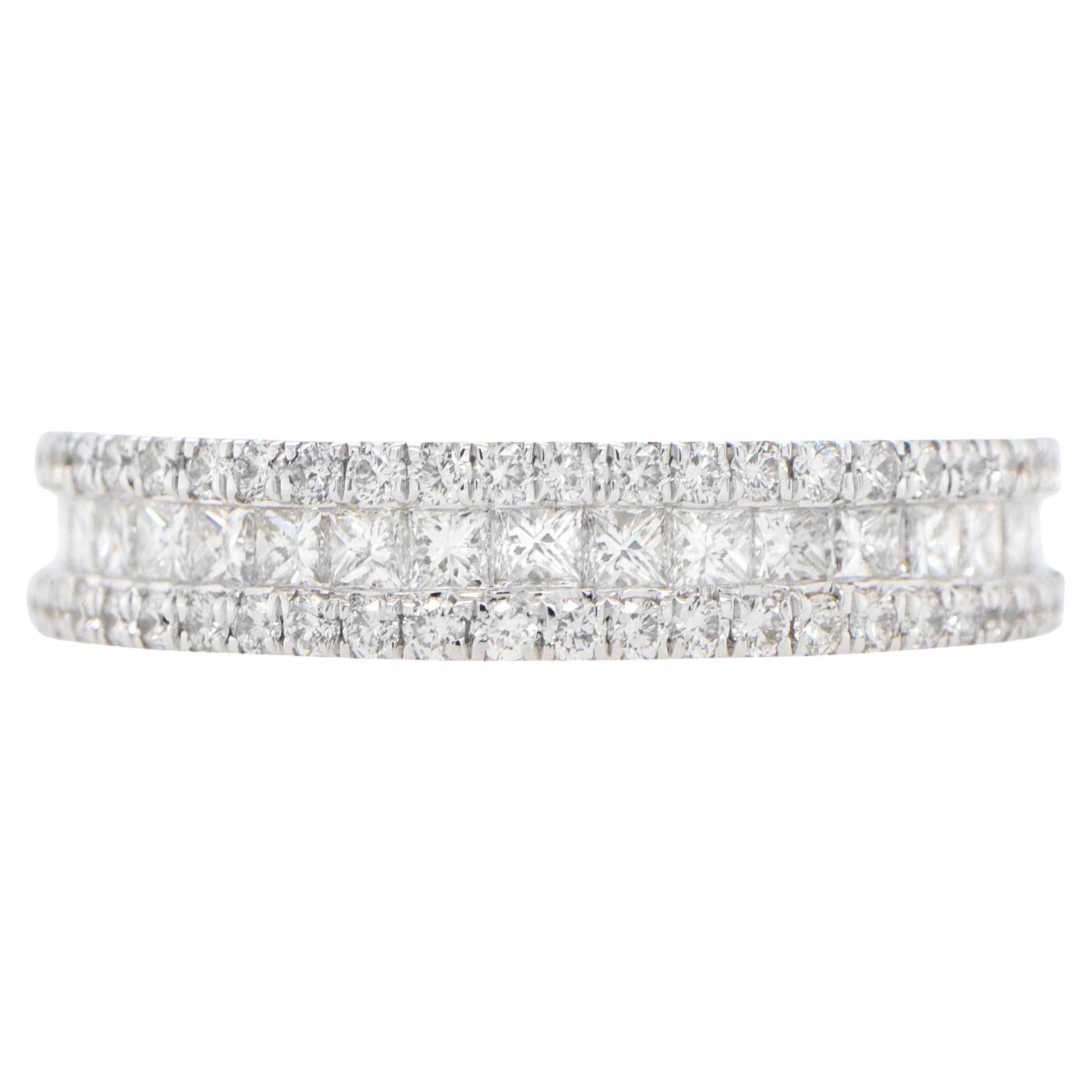 1.71 Carat E-F VS Diamonds 18K White Gold Princess Caravel Eternity ...