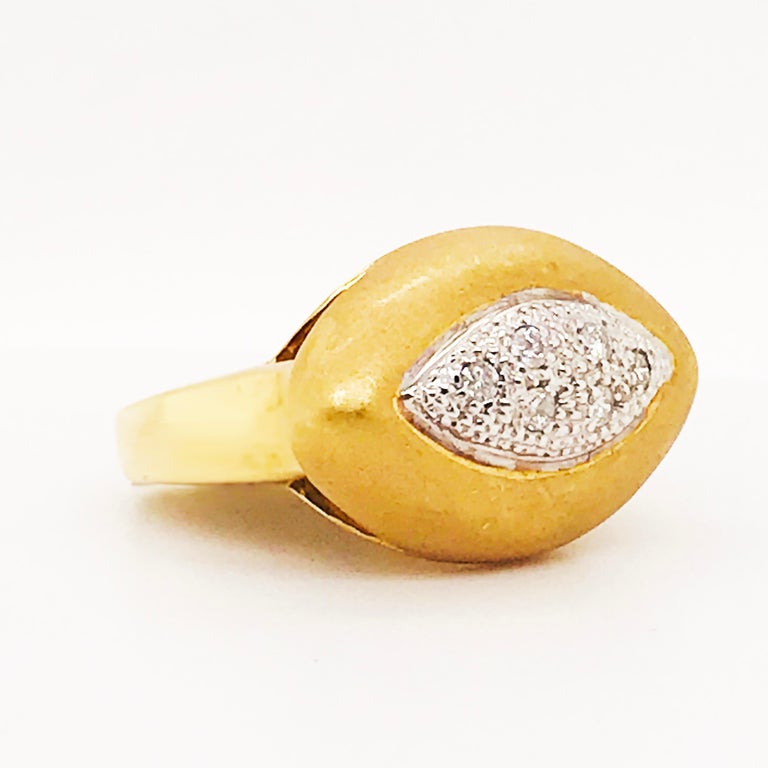 Diamond Eye Ring 18 Karat Gold Round Pave Diamond Eye Custom Satin Ring ...