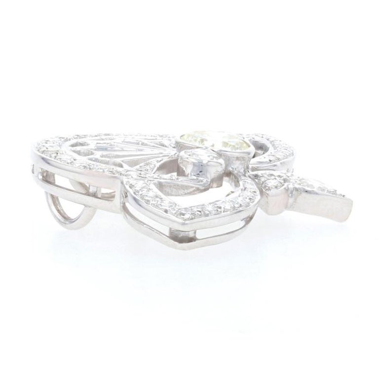 Diamond Fan Pendant, 18k White Gold Round Cut 1.86ctw For Sale at 1stDibs