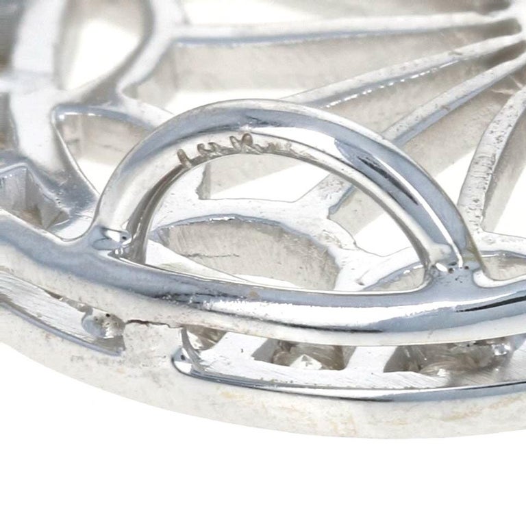 Diamond Fan Pendant, 18k White Gold Round Cut 1.86ctw For Sale at 1stDibs