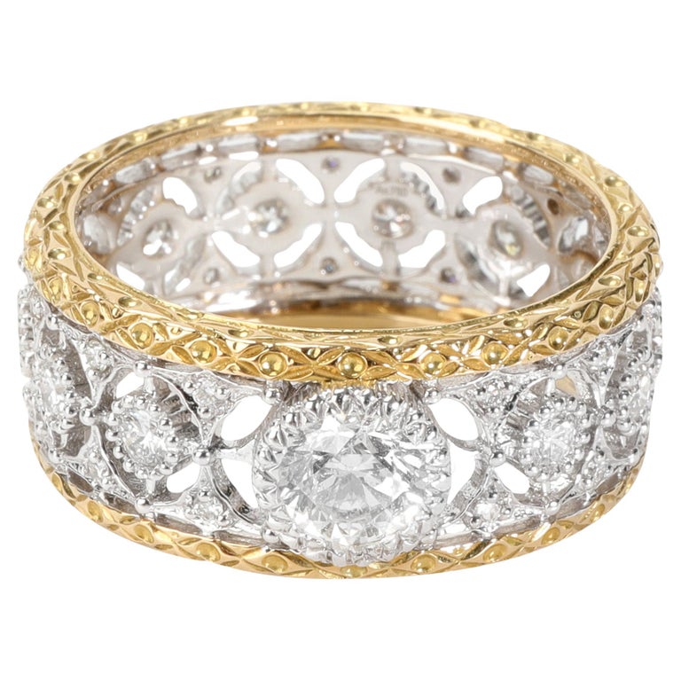 Diamond Filigree Band 18K White and Yellow Gold 0.90 Ctw For Sale at ...