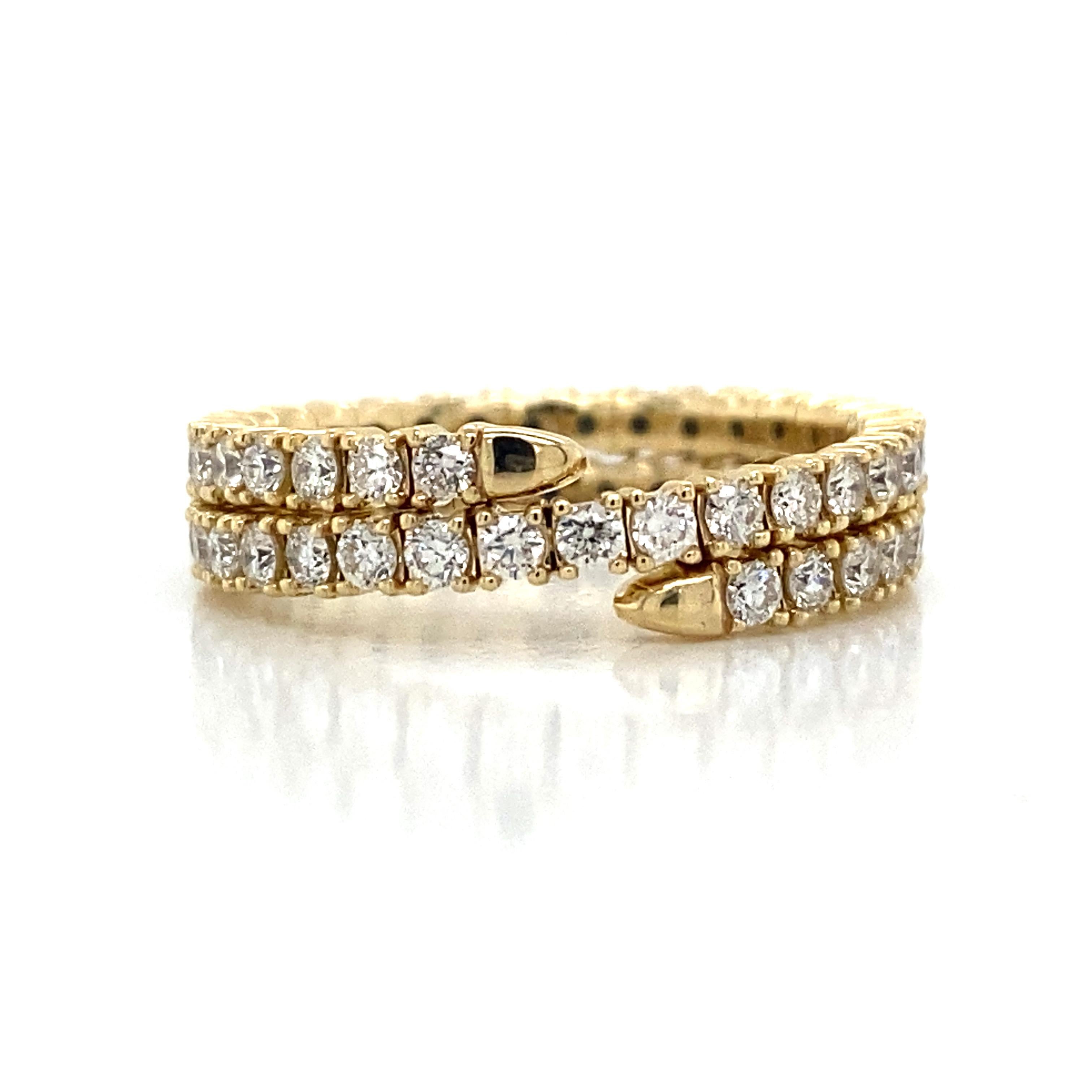 Diamond Flexible 14K Yellow Gold Wrap Ring For Sale at 1stDibs