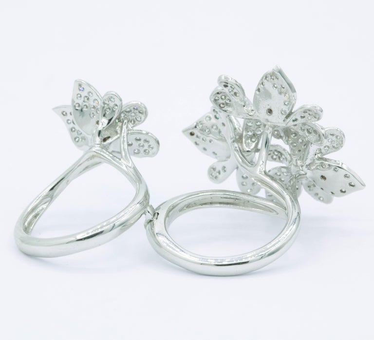 Diamond Floral Two-Finger Ring, 2.58 Carat at 1stDibs | two finger ...