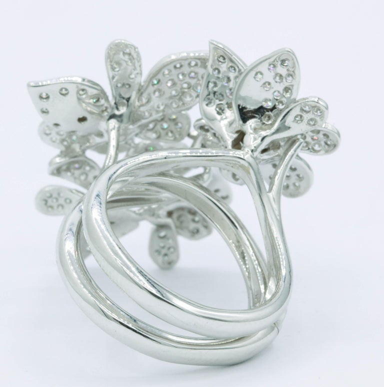 Diamond Floral Two-Finger Ring, 2.58 Carat at 1stDibs | two finger ...