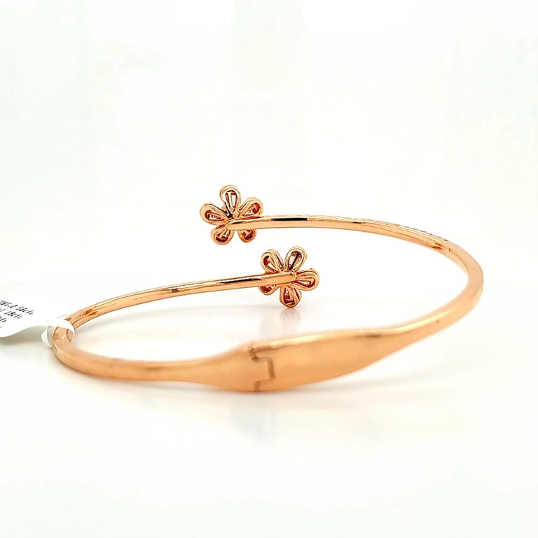 Diamond Flower Bangle in 14 Karat Rose Gold at 1stDibs