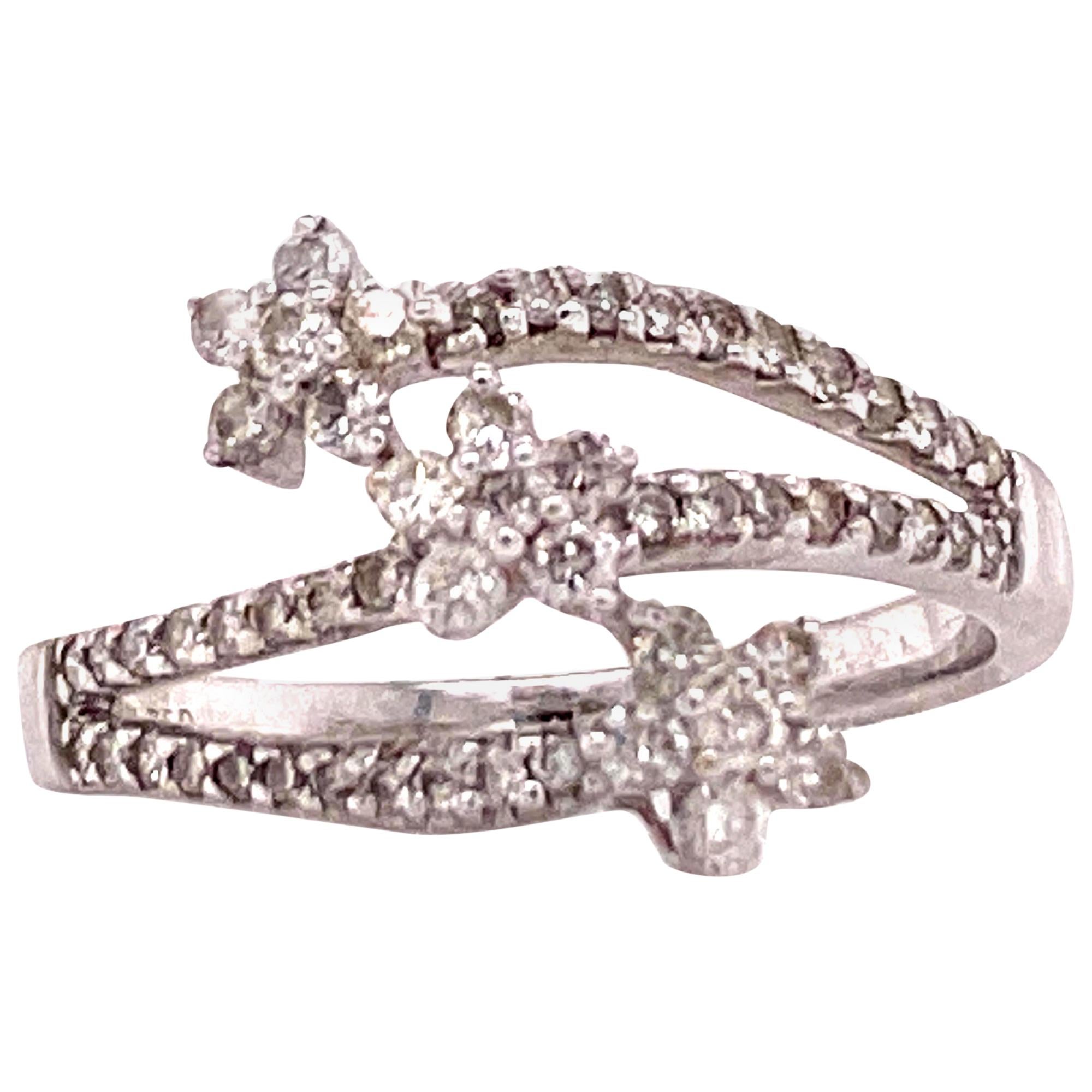 Bypass Flower Diamond Ring For Sale at 1stDibs