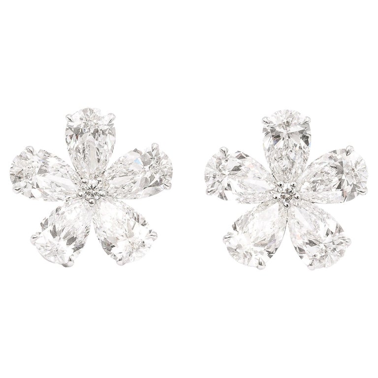 Diamond Flower Earrings For Sale at 1stDibs