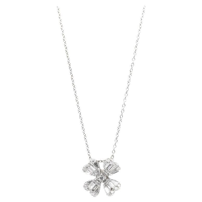 Diamond Flower Necklace 45 Diamonds 0.72 Carat 18 Karat Gold For Sale ...