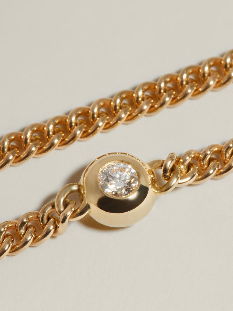 Diamond Form Pendant, 14k Curb Chain For Sale at 1stDibs