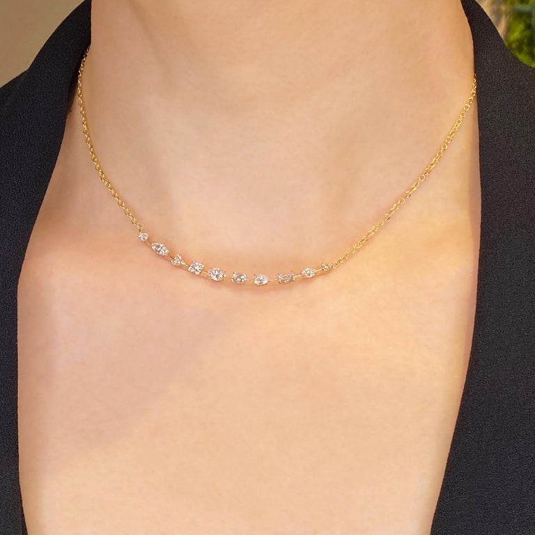 14k Gold AMANDA PEARL Multi Ethical Diamond Chain Necklace For Sale at ...