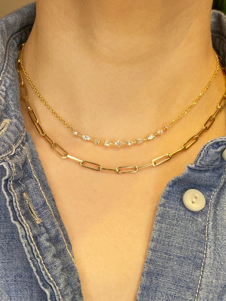 14k Gold AMANDA PEARL Multi Ethical Diamond Chain Necklace For Sale at ...