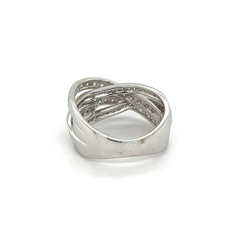 Diamond Four Row Crossover Vintage Gold Band Ring Estate Fine Jewelry ...