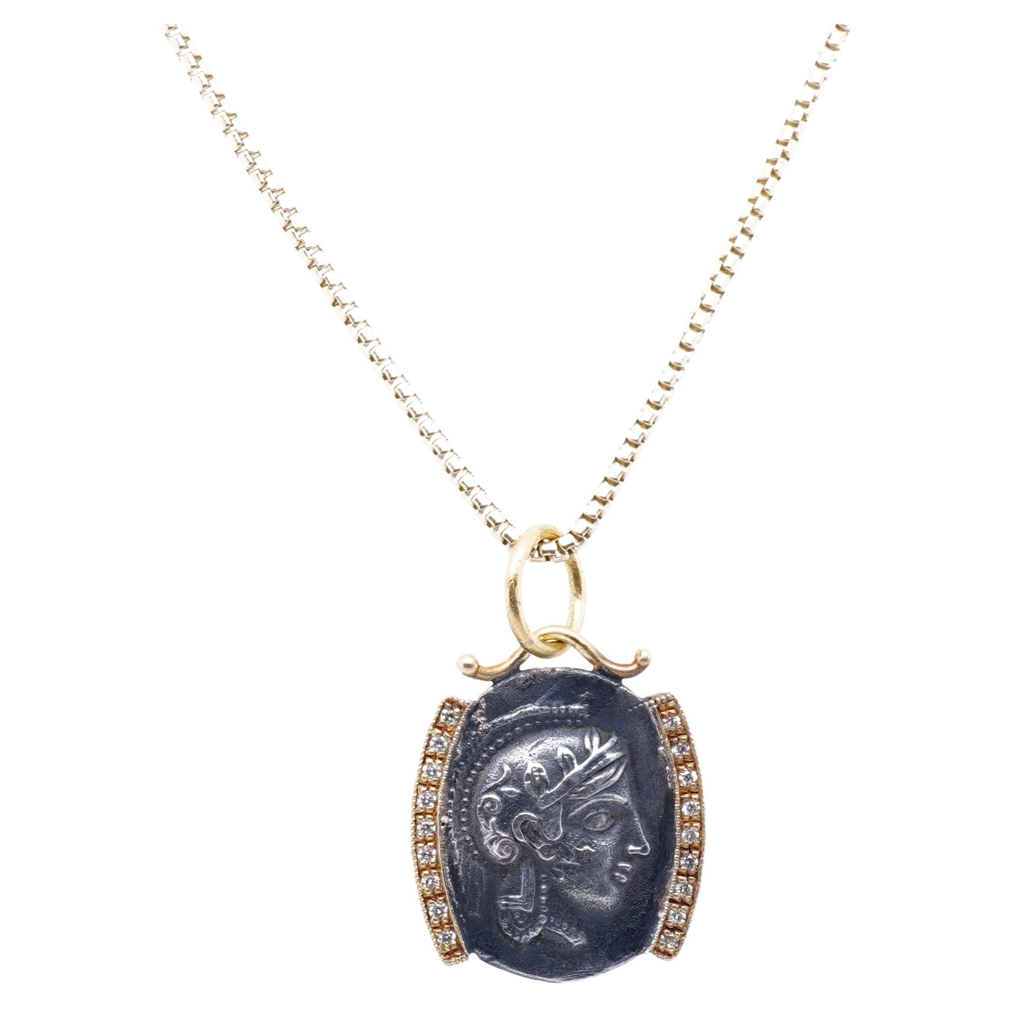Athena, Goddess of Wisdom and War, Coin Replica Charm Amulet Pendant w ...