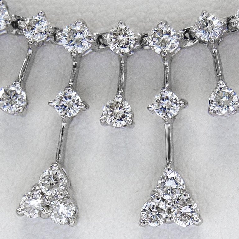 Diamond Fringe Necklace in 18 Karat White Gold with 14.00 Carat White ...