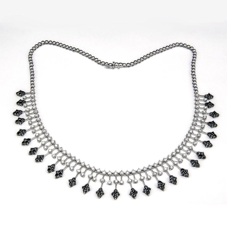 Diamond Fringe Necklace in 18 Karat White Gold with 5.30 Carat White ...